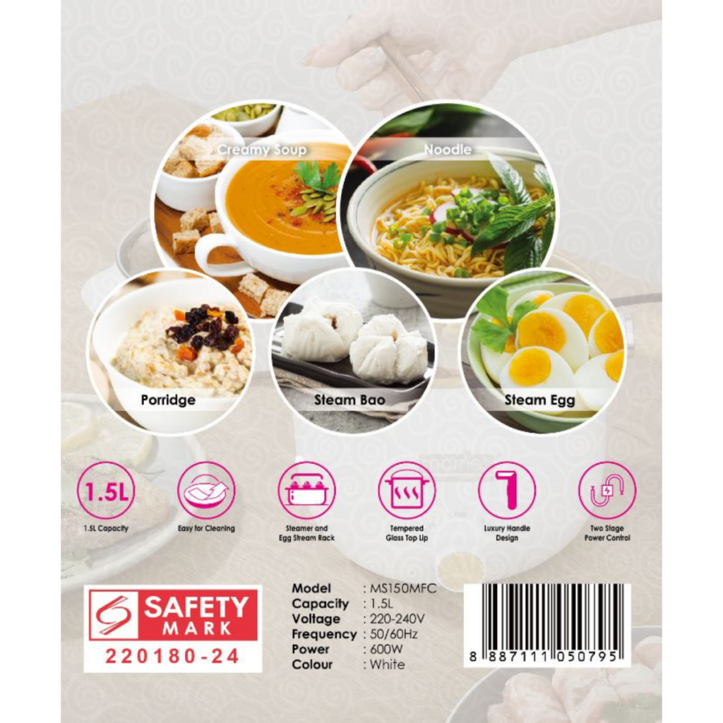 MORRIES MS150MFC 1.5L MULTI FUNCTION COOKER - Juan Kuang (Pte) Ltd